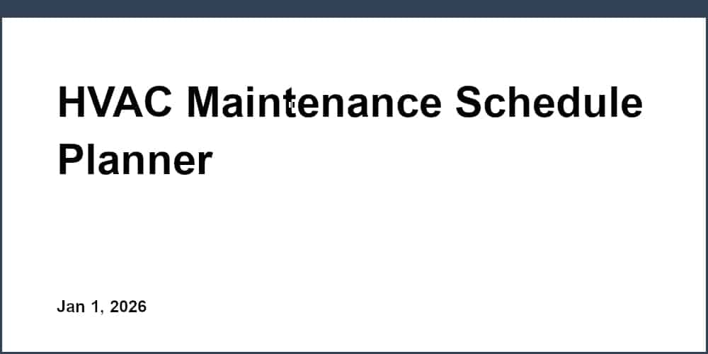 HVAC Maintenance Schedule Planner - ESS Company